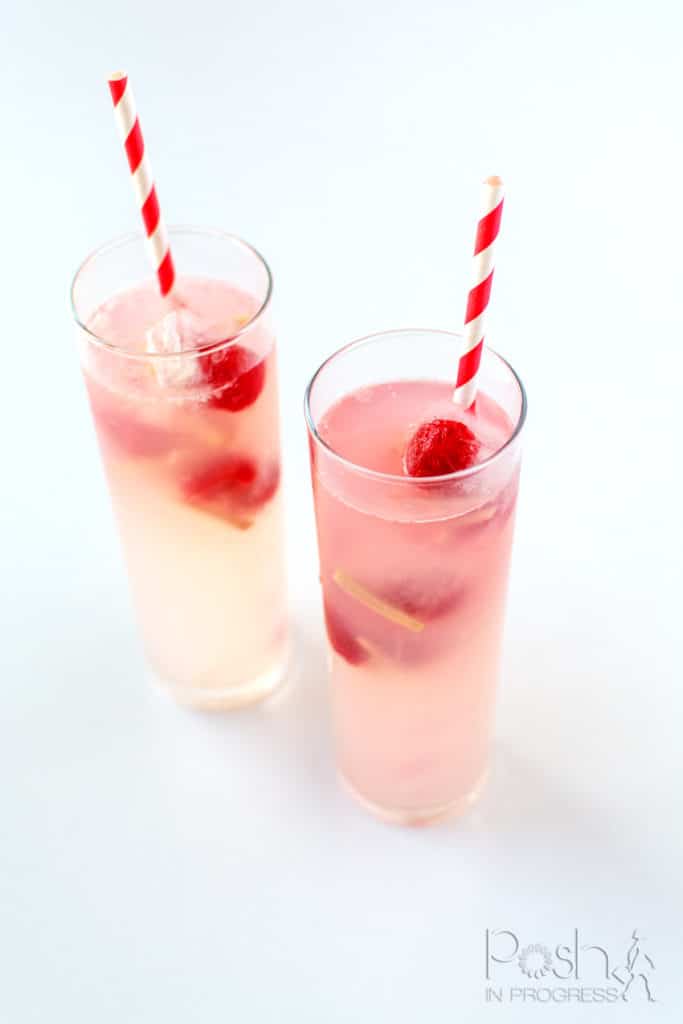 Raspberry Ginger Lemonade with Flavored Ice Cubes - Posh in Progress
