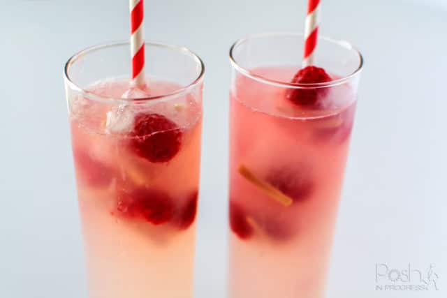 Raspberry Ginger Lemonade with Flavored Ice Cubes - Posh in Progress