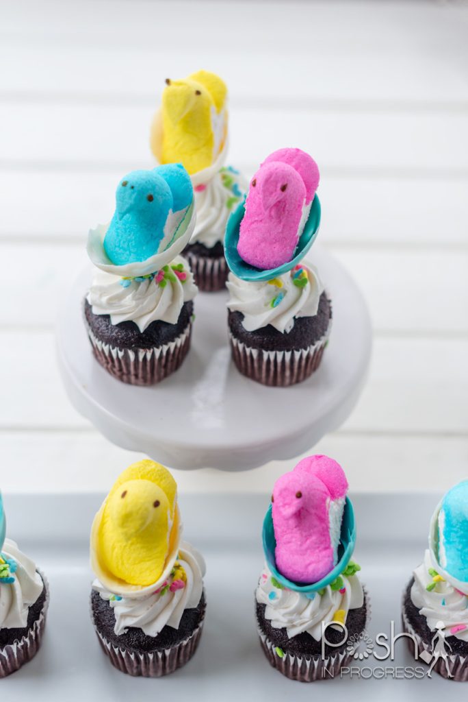 Adorable Peep Cupcakes Toppers + How to Make Chocolate Eggs - Posh in Progress